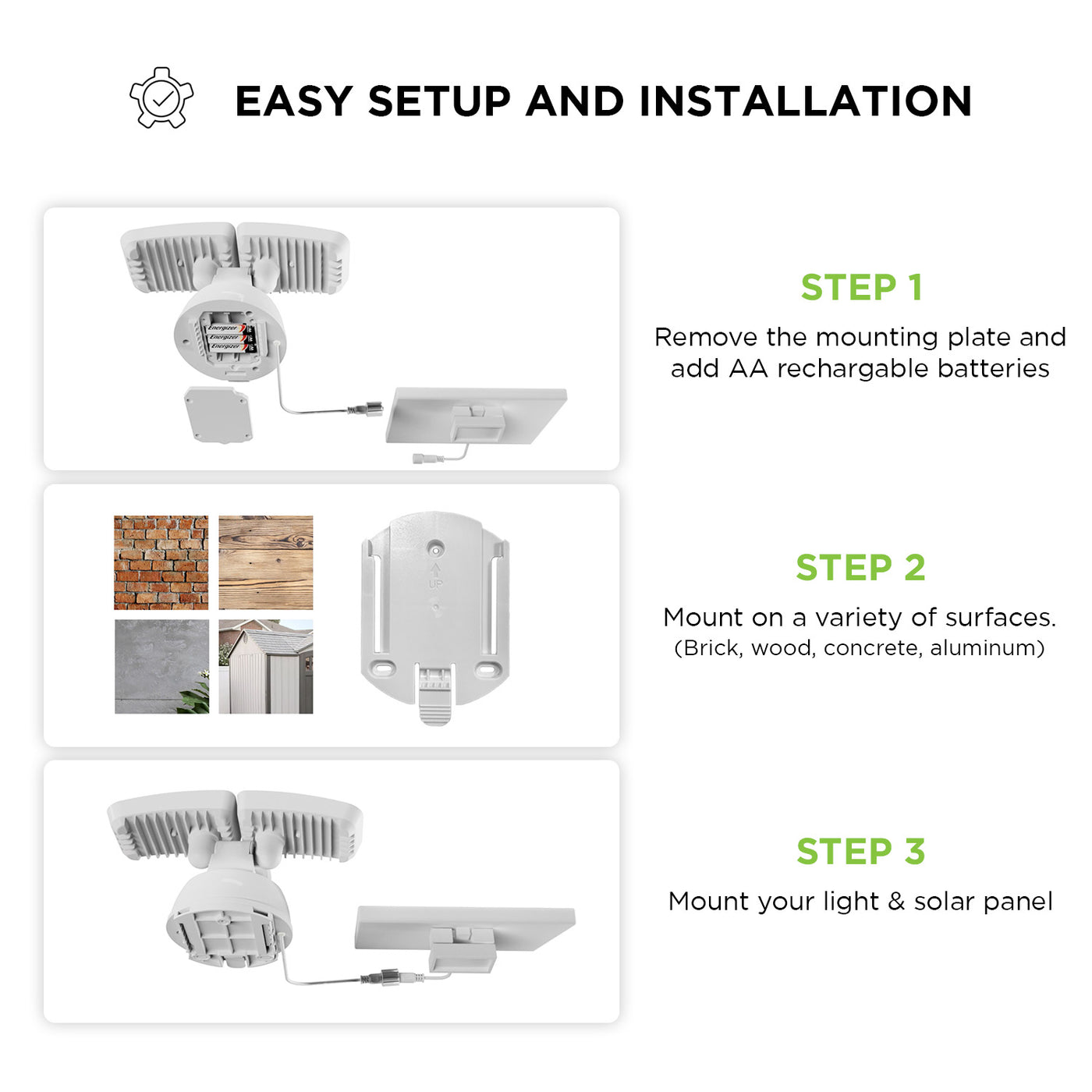 Linkable Twin Head SMD LED Outdoor Solar Flood Light, 1500 Lumens, 500 ...