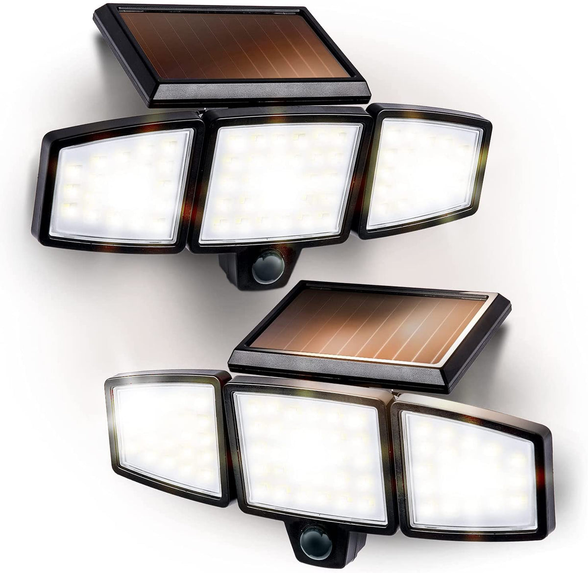Solar Triple Head Flood Lights, 2-Pack — Home Zone Security